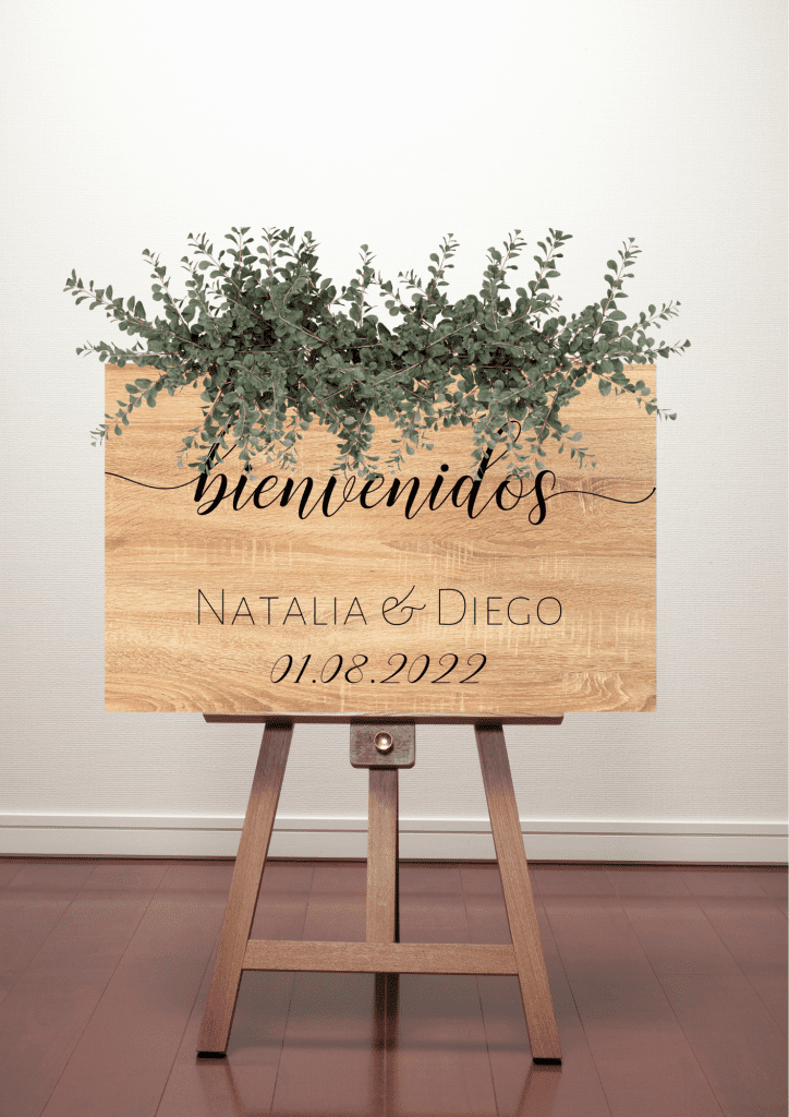 Cartel de Bienvenida - Madera - Bienvenidos + Nombre y Fecha - La ...